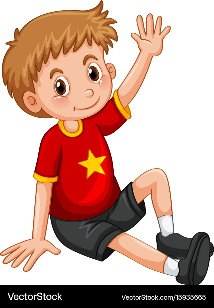 Little boy waving hand hello Royalty Free Vector Image