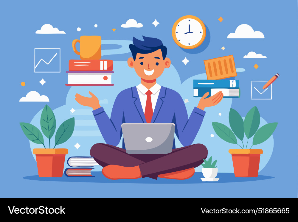 Multitasking business pro calm under pressure Vector Image