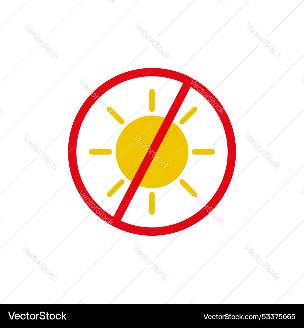 No sun icon setforbidden sunlight exposure symbol Vector Image