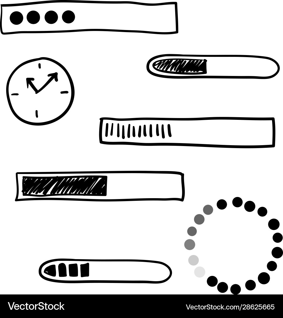 Progress loading bar set icons load symbol Vector Image