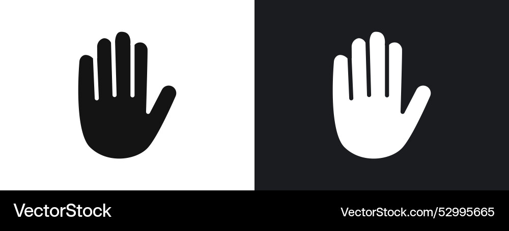 Raised hand icon linear graphics set in black Vector Image
