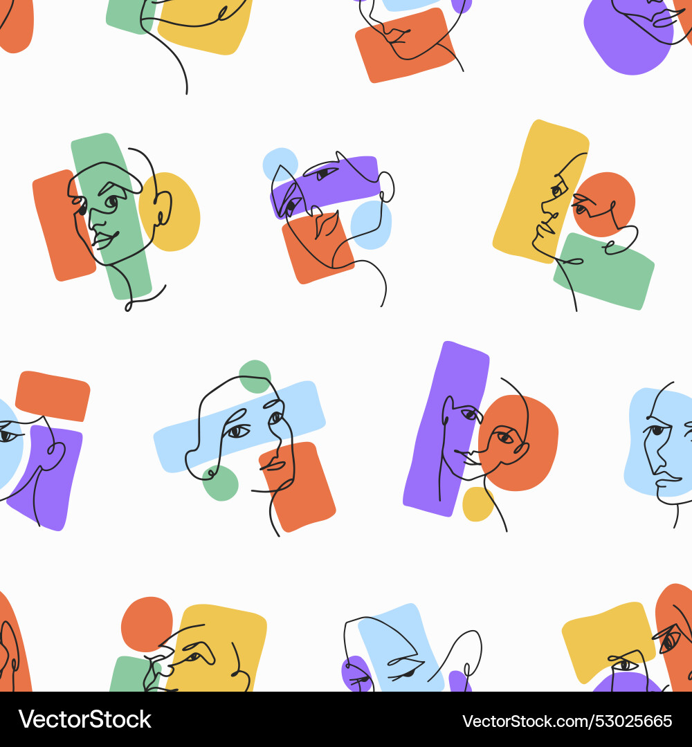 Repeatable pattern of abstract women portraits Vector Image