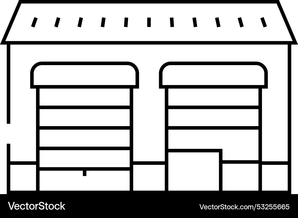 Warehouse rent line icon Royalty Free Vector Image