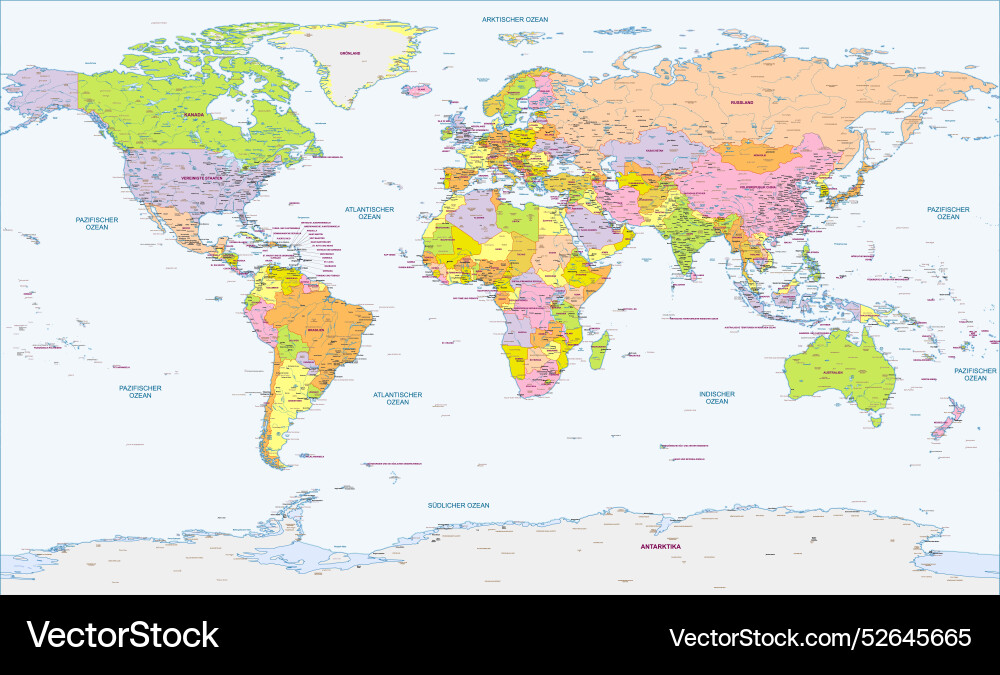 World Map - Political & Physical Royalty Free Vector
