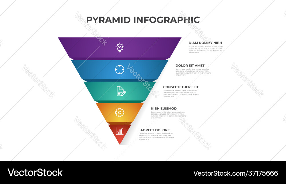 5 points pyramid list diagram infographic Vector Image