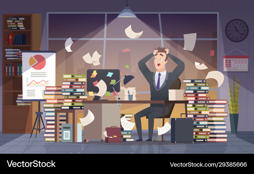 Busy businessman office manager hard work Vector Image