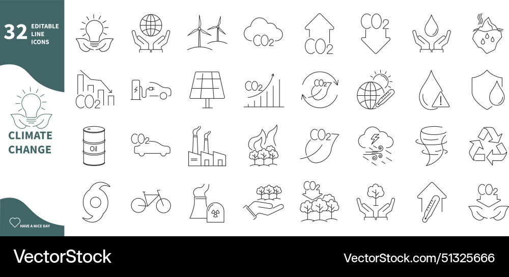 Climate change icon set Royalty Free Vector Image