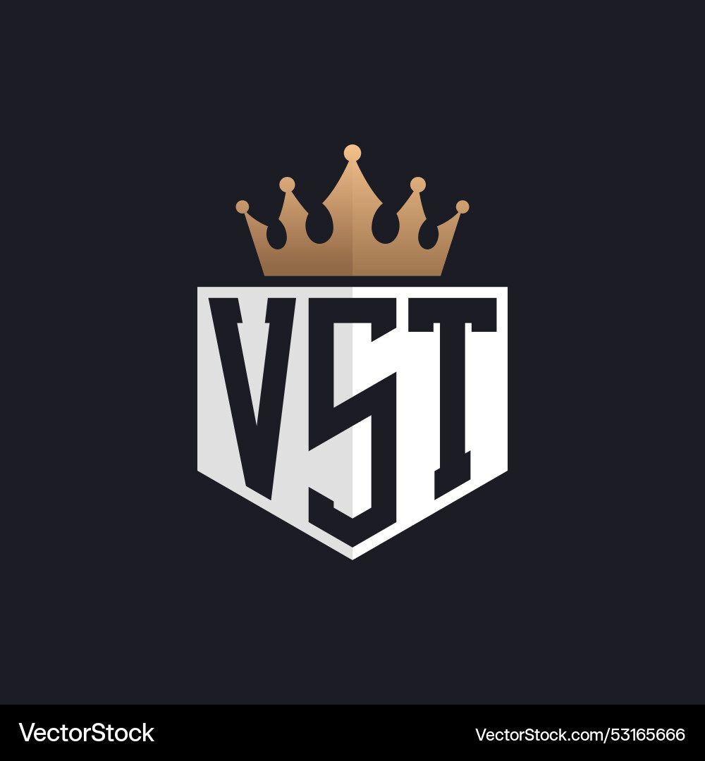 Luxury vst logo with crown elegant initials Vector Image