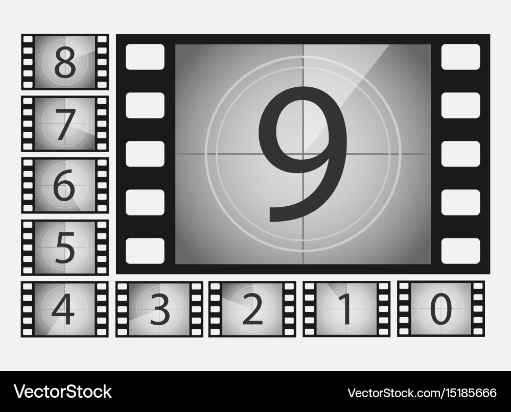Movie countdown numbers set Royalty Free Vector Image