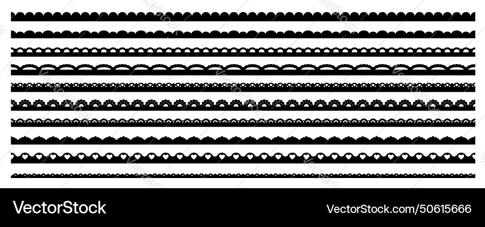 Scallop lace edge frames borders and dividers set Vector Image