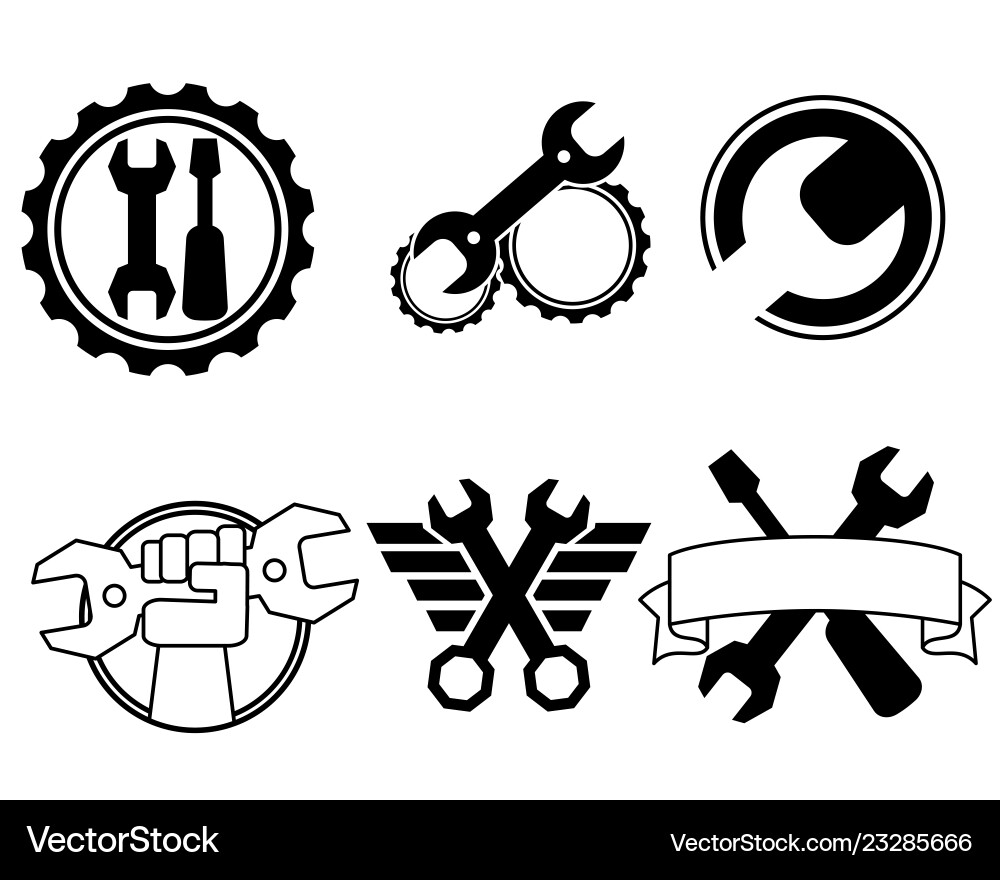 Six repair shop logos Royalty Free Vector Image