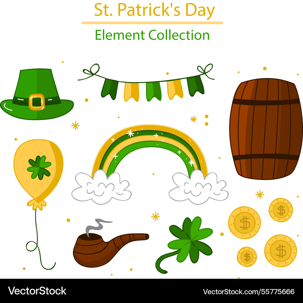 St patricks day element collection Royalty Free Vector Image