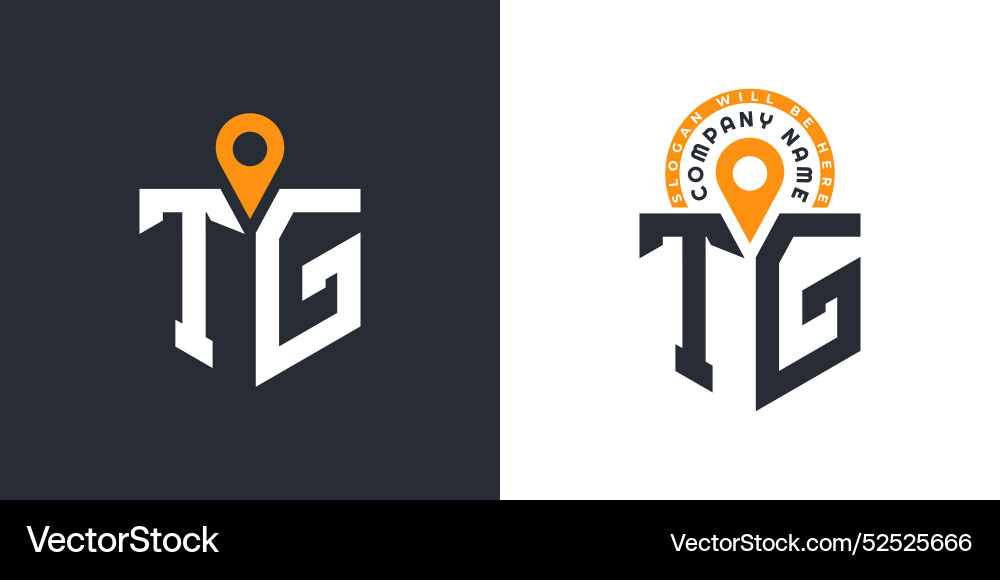 Tg location logo bundle letter dual icons Vector Image