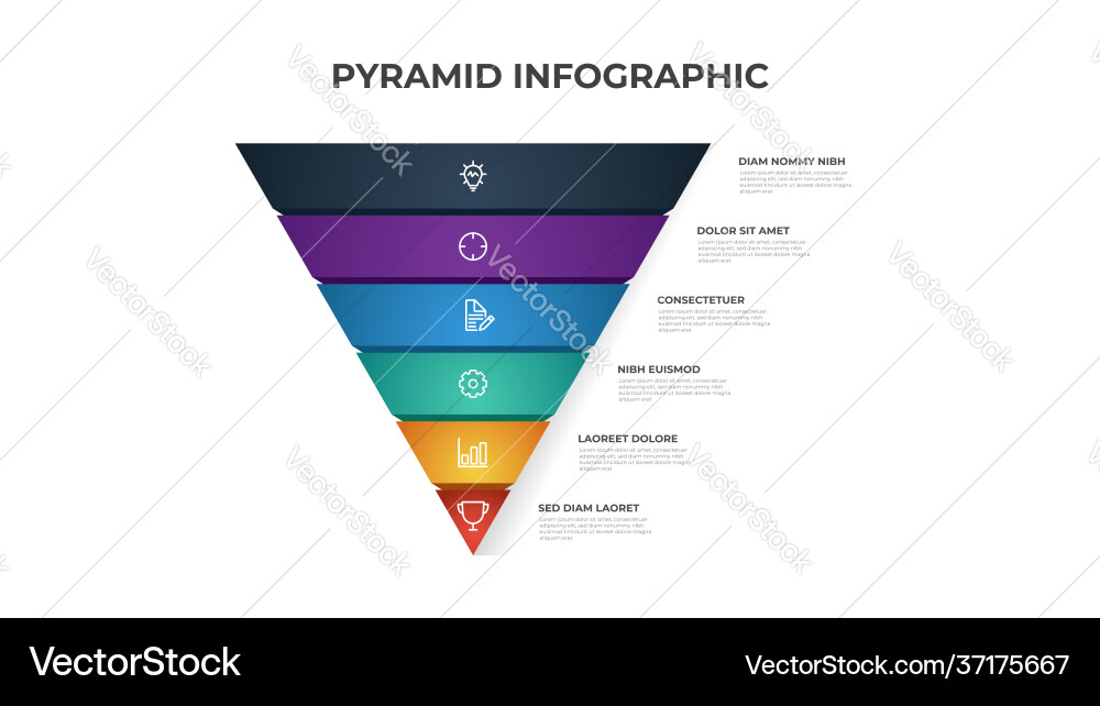 6 points pyramid list diagram infographic Vector Image