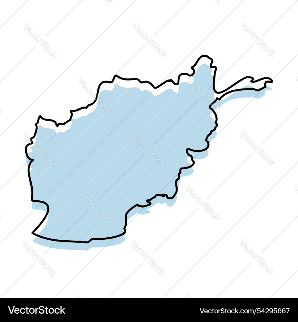Afghanistan map with body and outline Royalty Free Vector