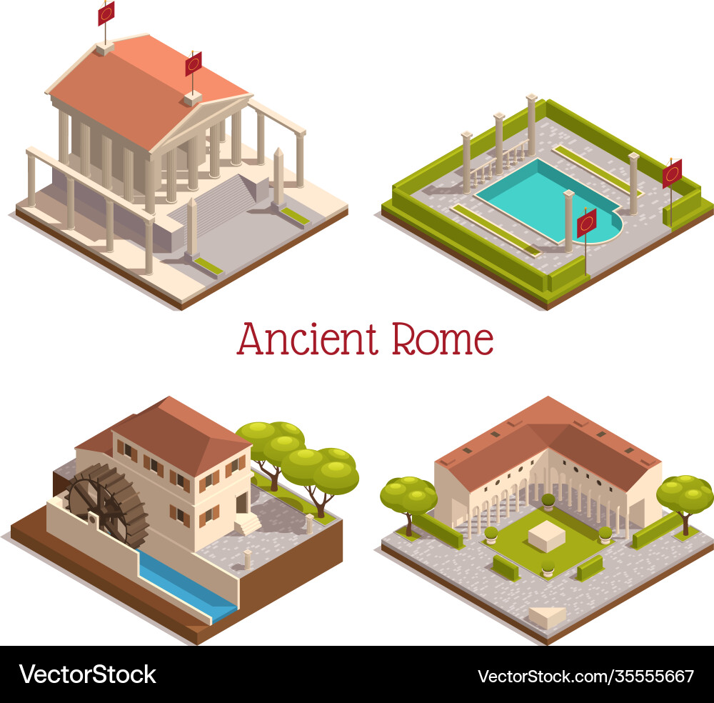 Ancient rome isometric set Royalty Free Vector Image