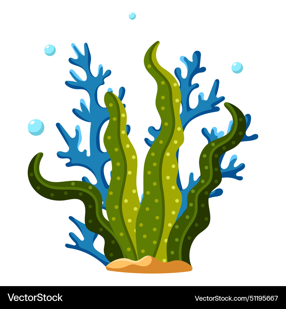 Blue and green sea plants Royalty Free Vector Image