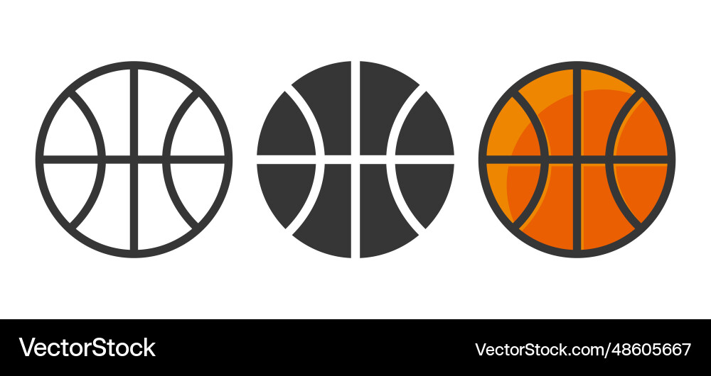 Cartoon basketball set closeup isolated Royalty Free Vector