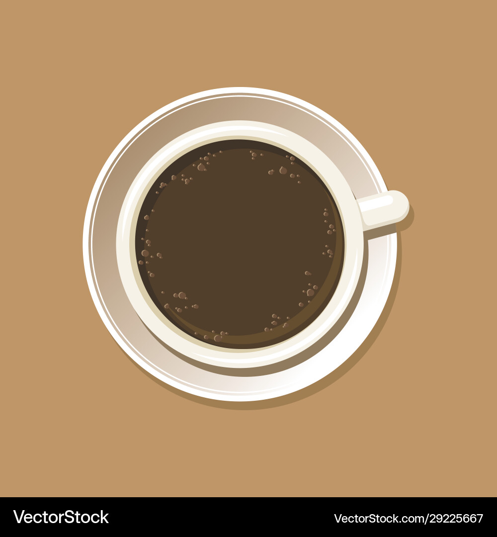 Cup espresso with latte art top view Royalty Free Vector