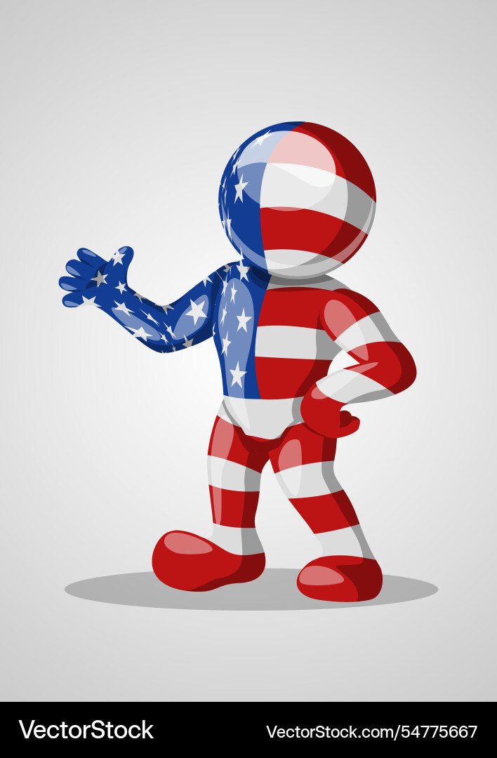 Faceless character flag usa presenting Royalty Free Vector