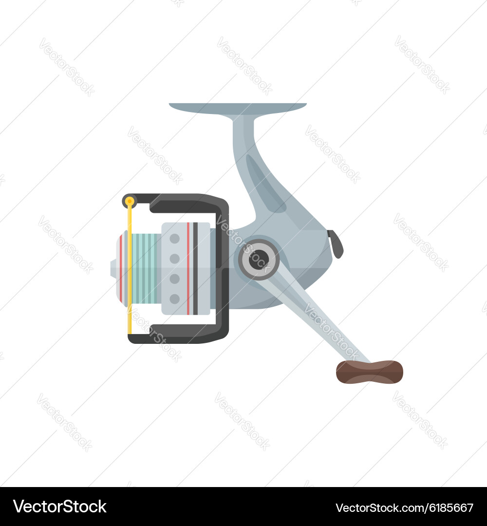 Flat style gray fishing reel Royalty Free Vector Image