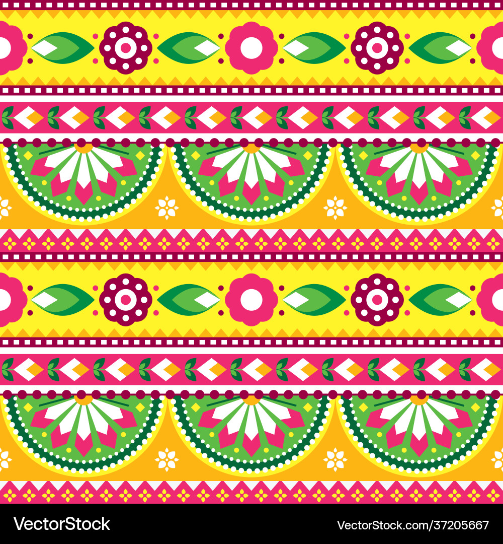 Indian pakistani truck art seamless pattern Vector Image