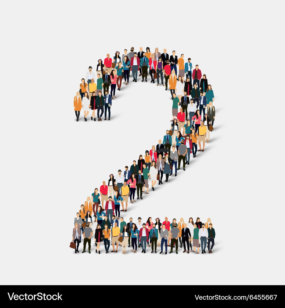 People Forming Number Two Royalty Free Vector Image
