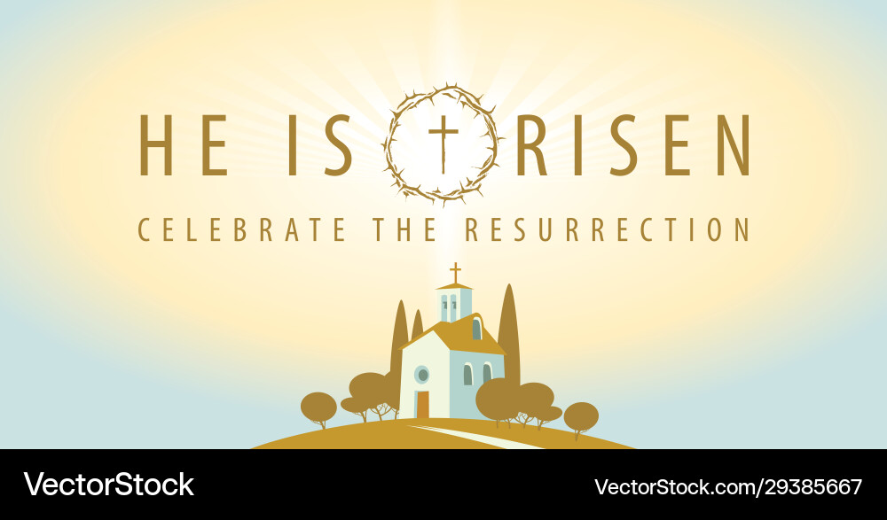 Religious banner on easter theme with a church Vector Image