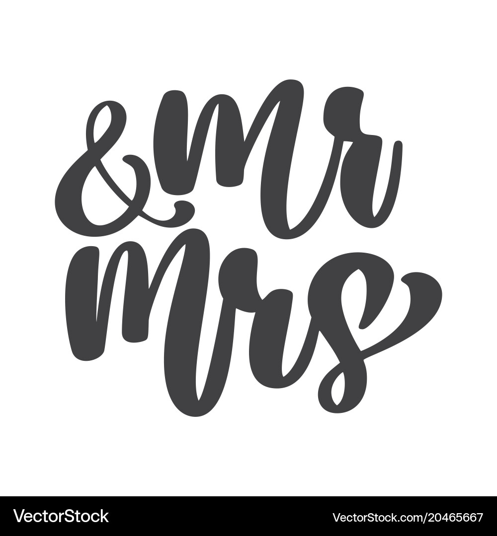 Wedding words mr and mrs hand-written Royalty Free Vector