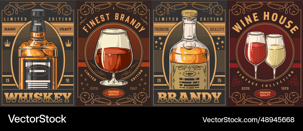 Alcoholic booze colorful set flyer Royalty Free Vector Image
