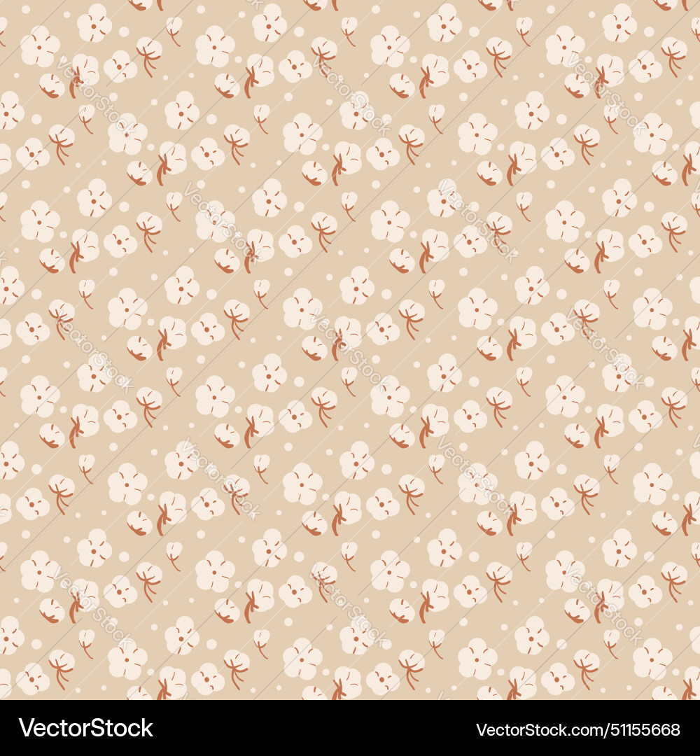 Cotton flowers plant seamless pattern ripe Vector Image