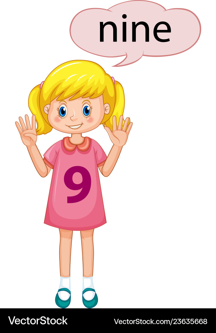 Girl with number nine Royalty Free Vector Image