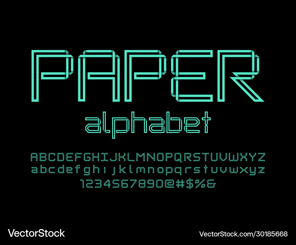 Paper fold font Royalty Free Vector Image - VectorStock