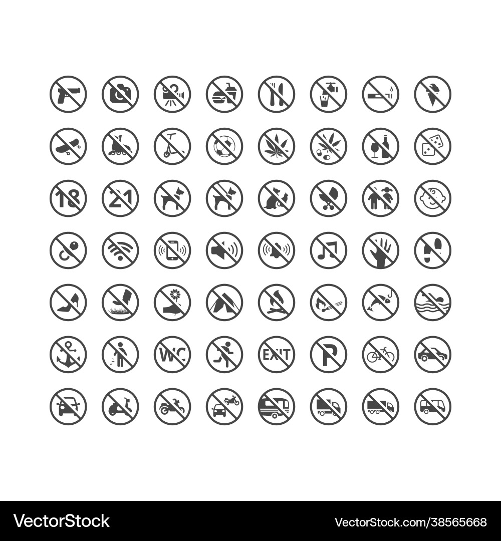 Prohibition sign set Royalty Free Vector Image