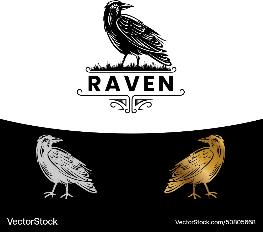 Raven logo Royalty Free Vector Image - VectorStock