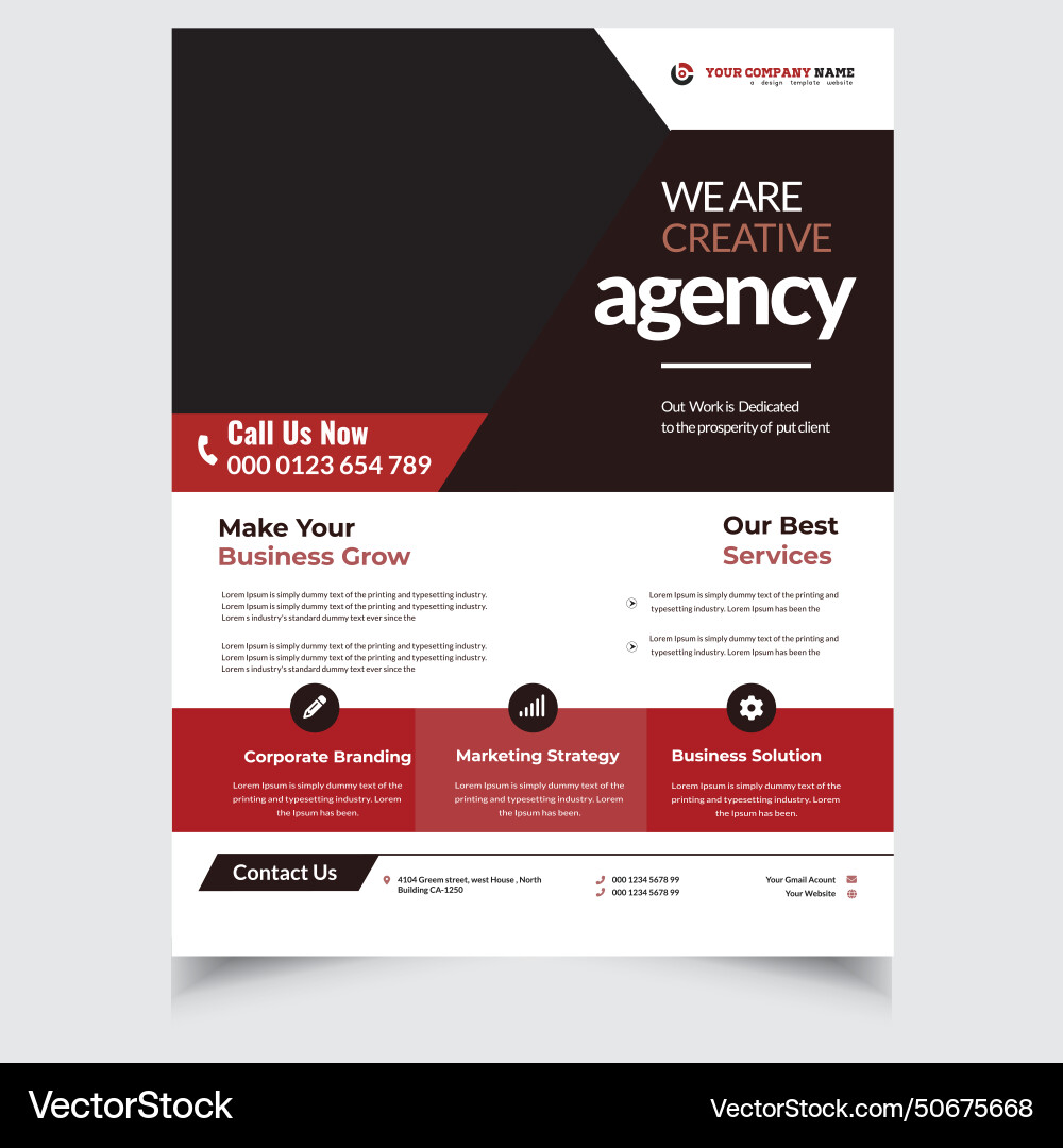 Red and black business flyer design template Vector Image