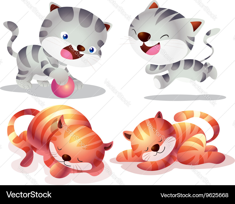 Süße Katze Cartoon Lizenzfreies Vektorbild