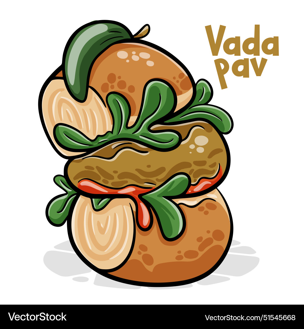 Vada pav funnny cartoon character isolated Vector Image