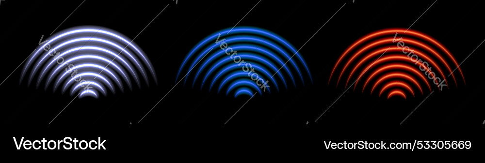 3d wi-fi waves with blue neon radial light Vector Image