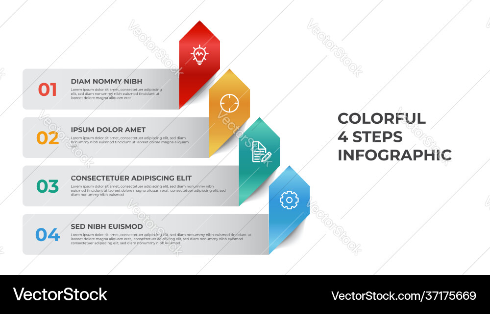 4 points list diagram pyramid steps with arrow Vector Image