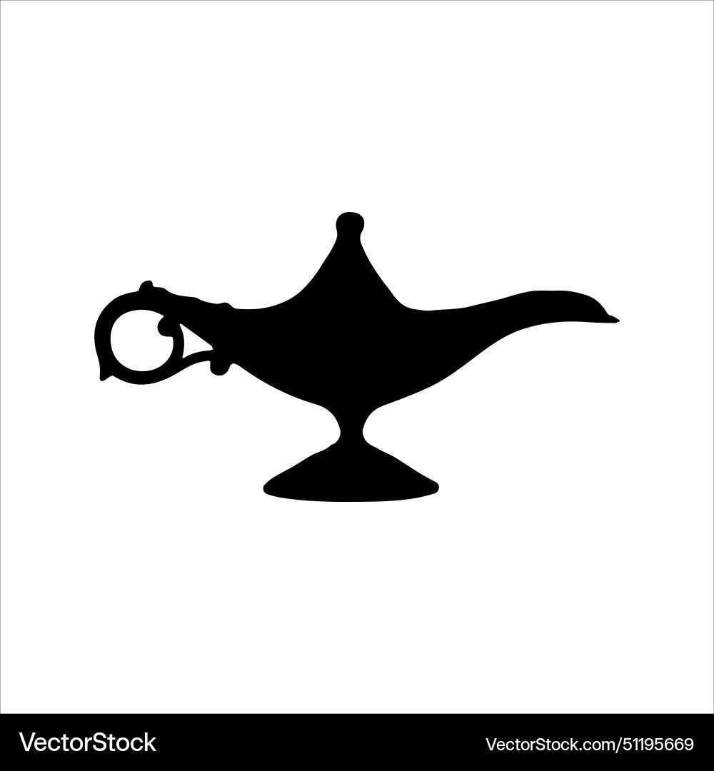 Alladin magic lamp silhouette Royalty Free Vector Image