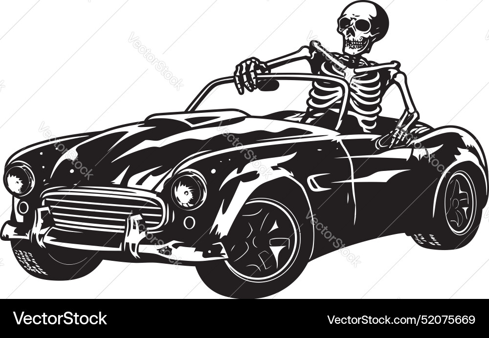 Ghost drive skeleton in car graphic haunted Vector Image