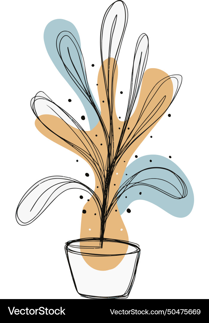 Hand drawn abstract pot and plant doodle Vector Image