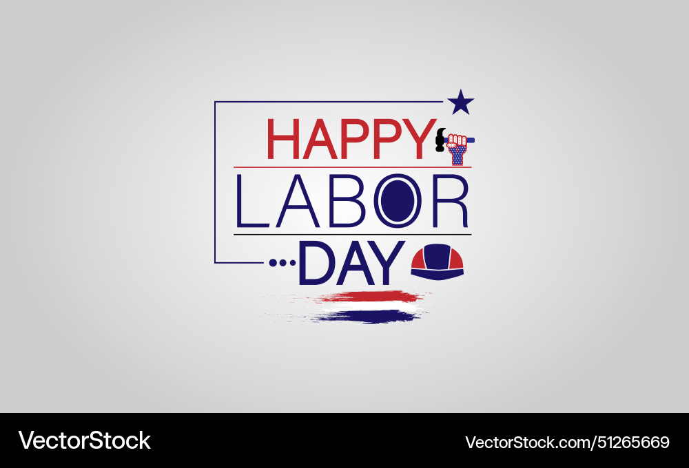 Happy labor day text design with usa flag Vector Image