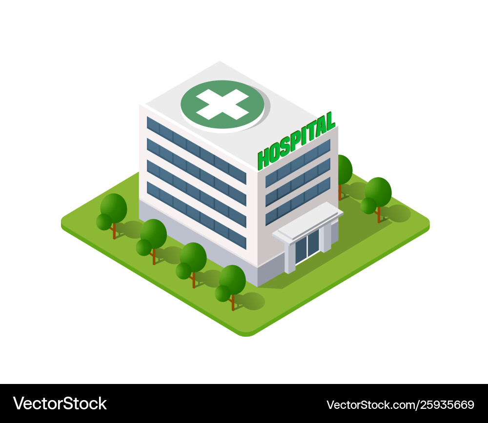 Isometric Hospital Building Royalty Free Vector Image