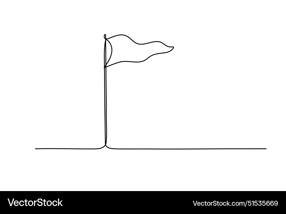 Outline billowing flag hand drawn one line Vector Image