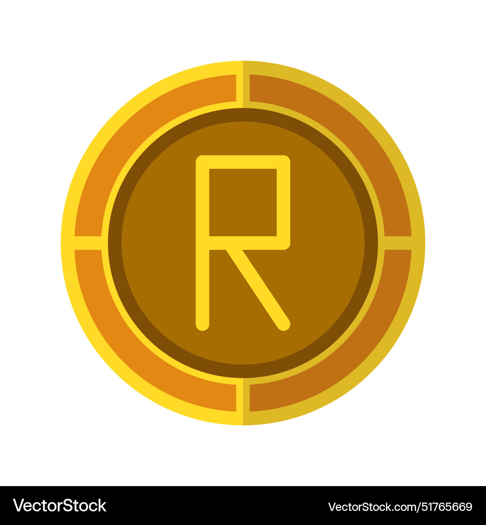 Rand coin icon currency flat icons in golden Vector Image