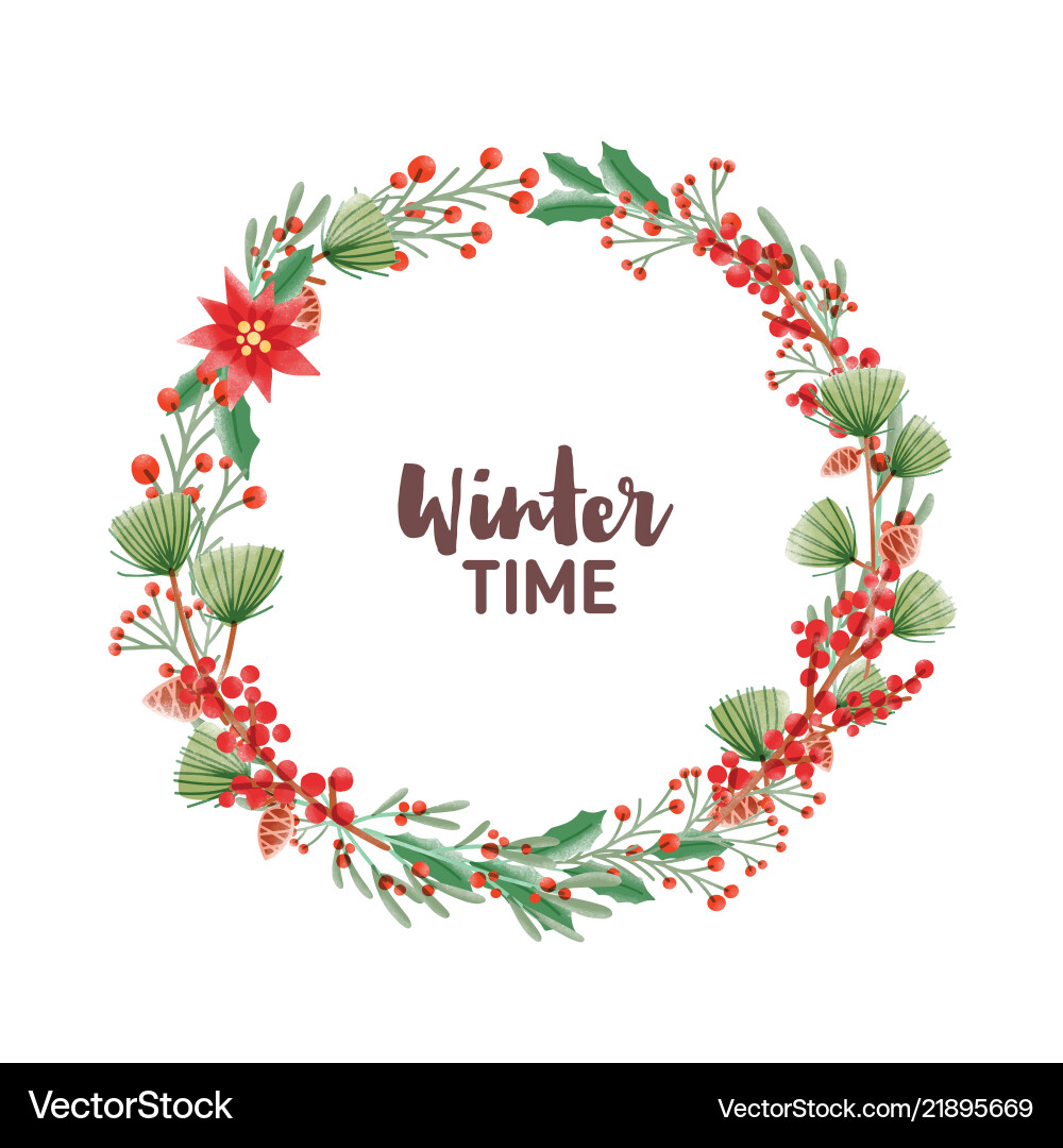 Winter time handwritten lettering inside round Vector Image