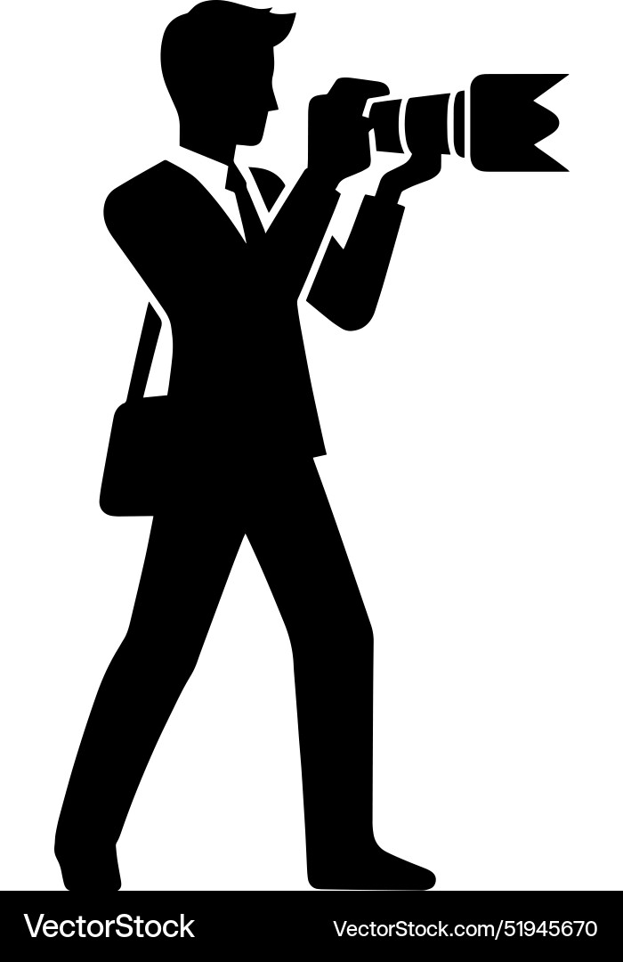 Cameraman silhouette isolated on a white Vector Image