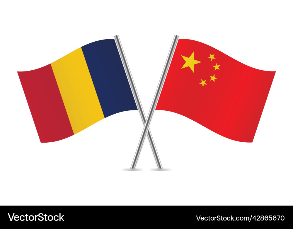 Chad and china crossed flags Royalty Free Vector Image